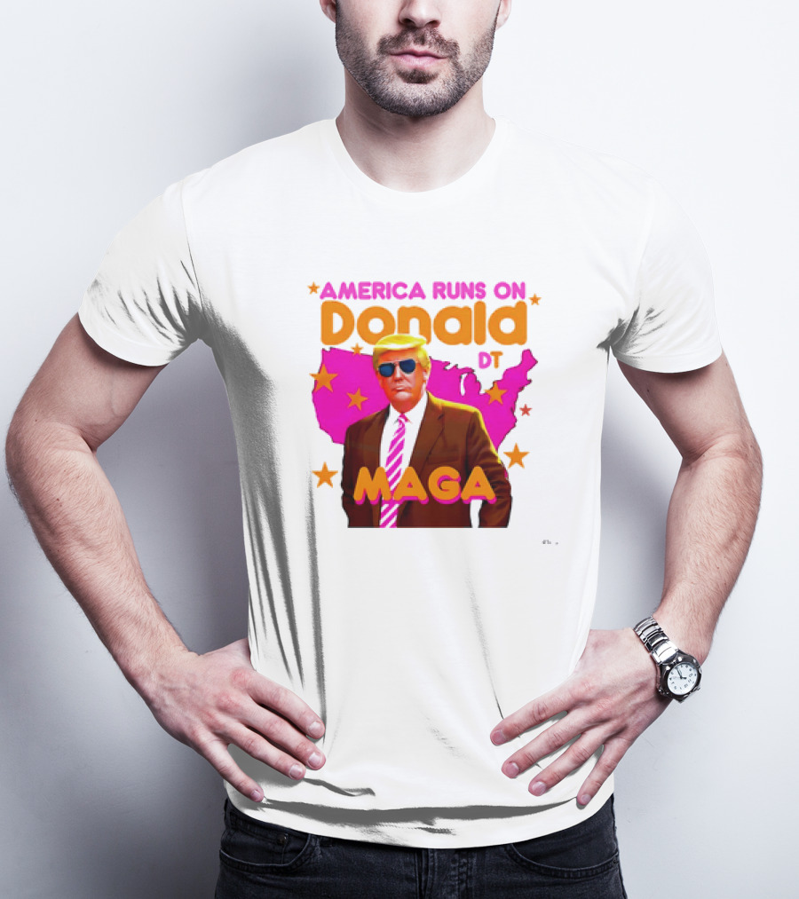 America Runs On Donald DT MAGA With Map And Stars T-Shirt