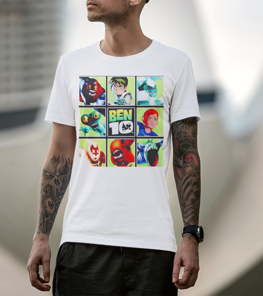 Ben 10 Alien Forms Panels Featuring Iconic Characters And Creatures T-Shirt