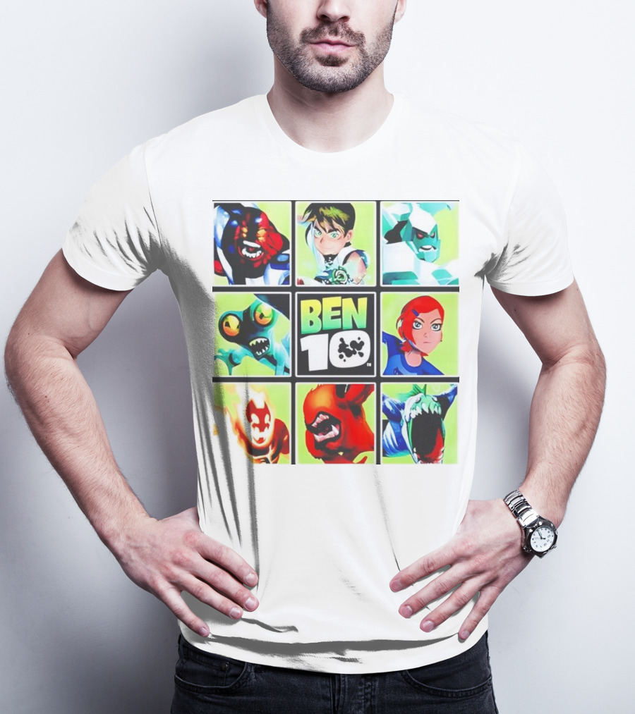 Ben 10 Alien Forms Panels Featuring Iconic Characters And Creatures T-Shirt