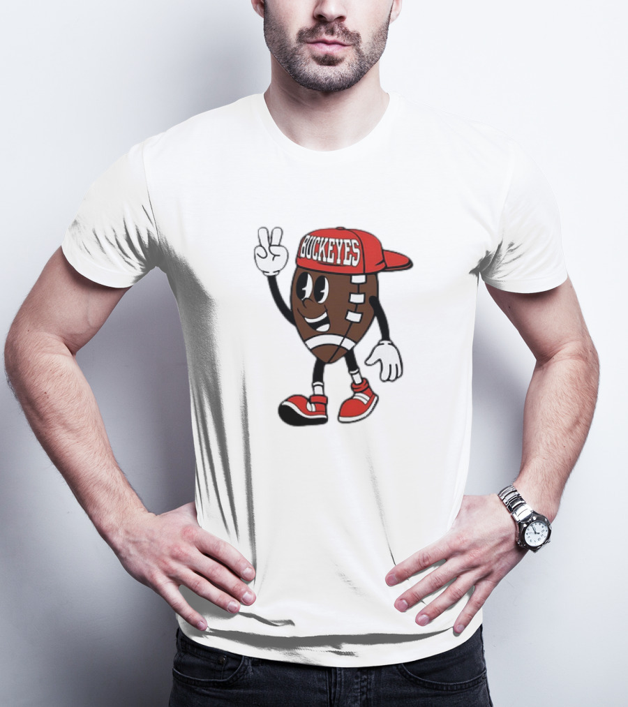 Ohio State Buckeyes Football Cartoon Mascot Peace Sign T-Shirt
