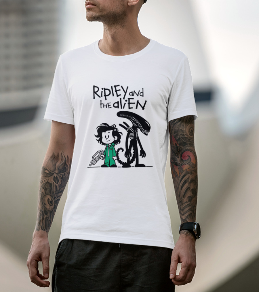 Ripley And The Alien Xenomorph Meets Calvin And Hobbes Mashup T-Shirt