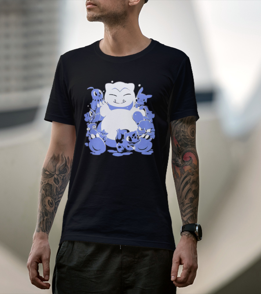 Snorlax Snowman Surrounded By Pokémon Snowlaxman T-Shirt