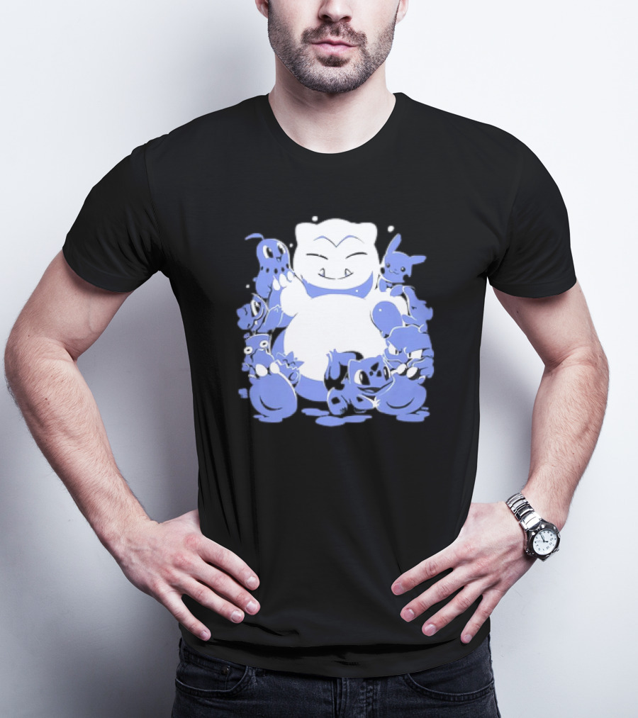 Snorlax Snowman Surrounded By Pokémon Snowlaxman T-Shirt