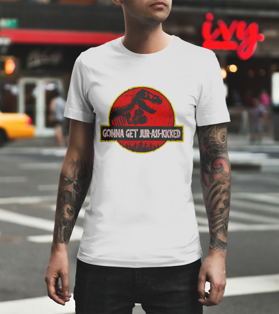 Gonna Get Jur-Ass-Kicked Dinosaur Boxing Red T-Shirt