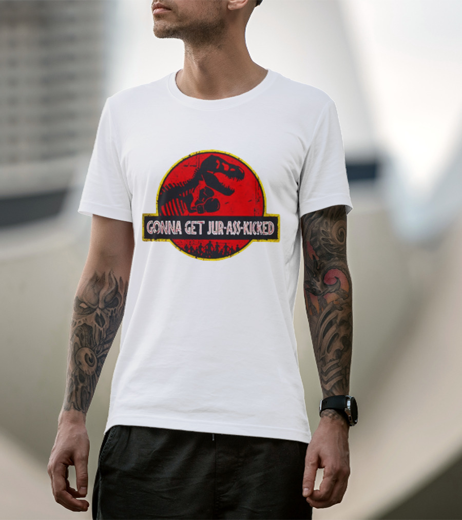 Gonna Get Jur-Ass-Kicked Dinosaur Boxing Red T-Shirt