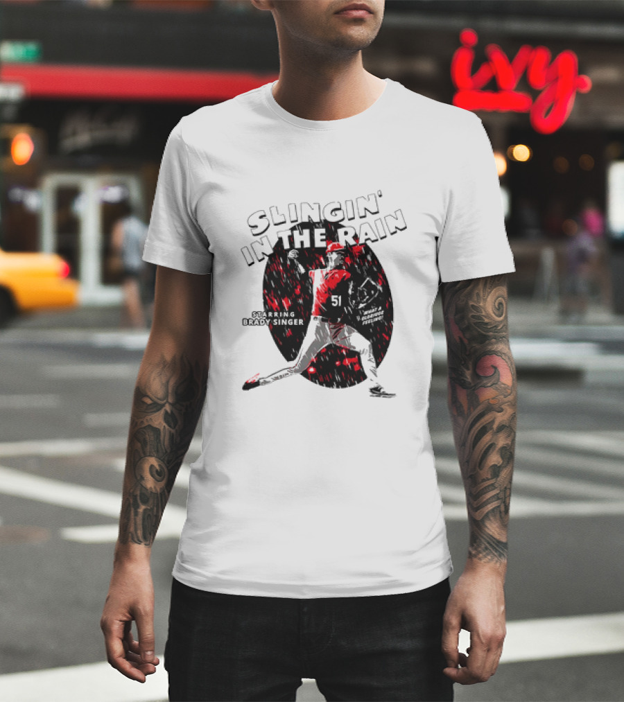 Slingin' In The Rain Starring Brady Singer Major League Royals T-Shirt