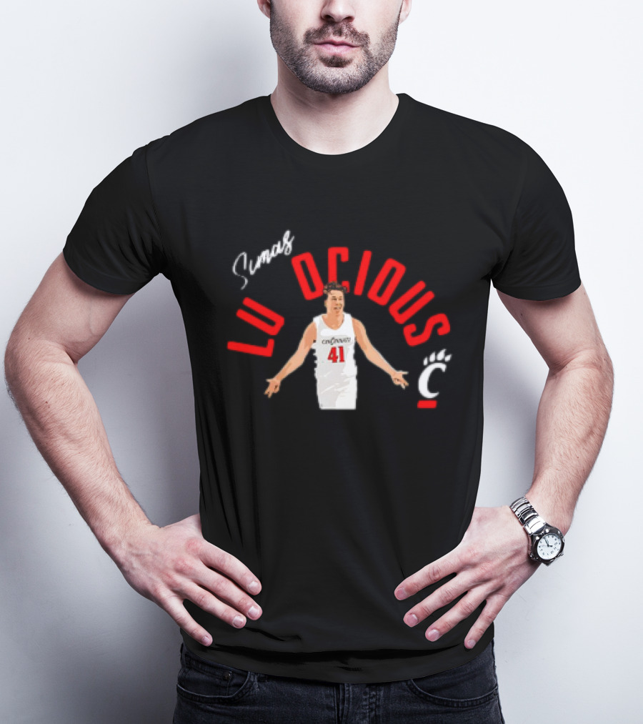 Simas Lukosius Cincinnati Bearcats Number 41 Red Text With Bearcats C T-Shirt