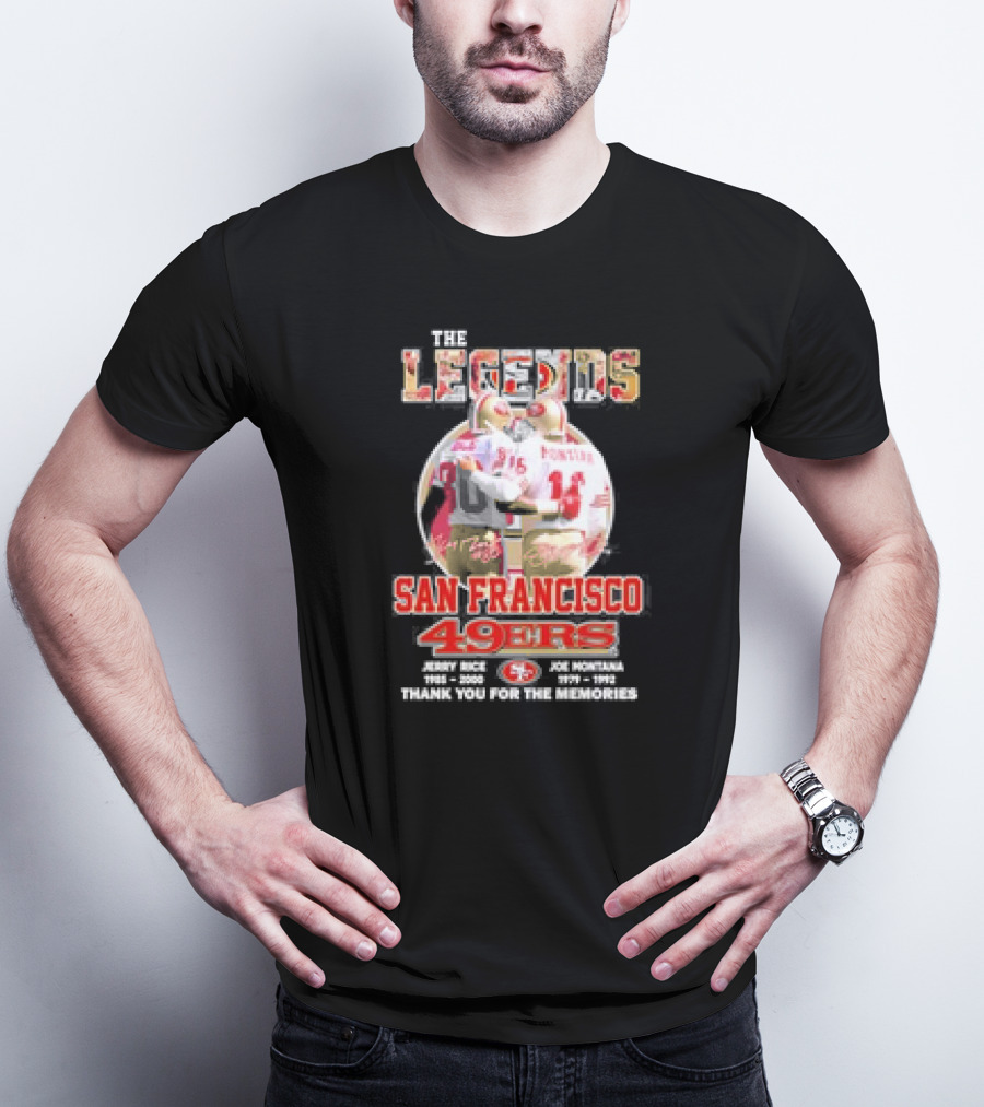 The Legends San Francisco 49ers Jerry Rice Joe Montana Thank You For The Memories T-Shirt