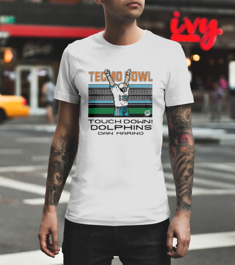 TECMO BOWL TOUCH DOWN DOLPHINS DAN MARINO VINTAGE MIAMI DOLPHINS T-Shirt