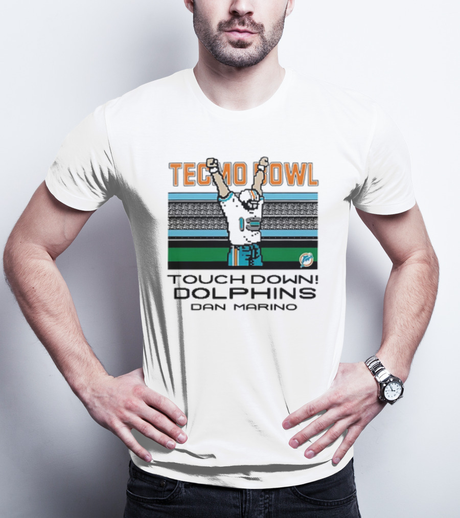 TECMO BOWL TOUCH DOWN DOLPHINS DAN MARINO VINTAGE MIAMI DOLPHINS T-Shirt