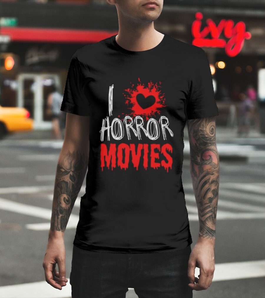 I Heart Horror Movies With Red Splatter T-Shirt