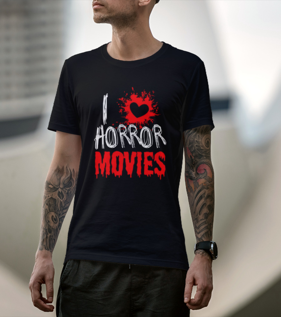 I Heart Horror Movies With Red Splatter T-Shirt