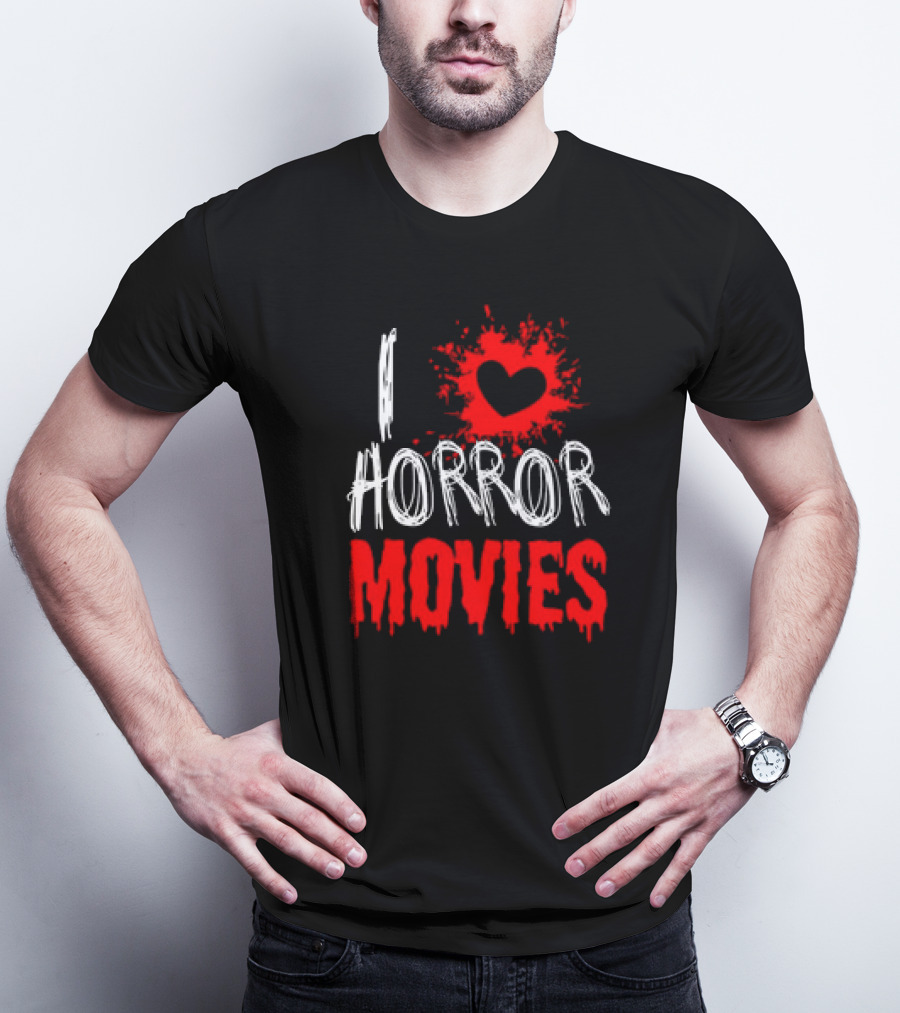 I Heart Horror Movies With Red Splatter T-Shirt