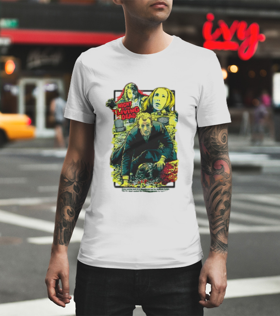 Night Of The Living Dead Classic Horror Scene With Surrounded By Death Faces T-Shirt