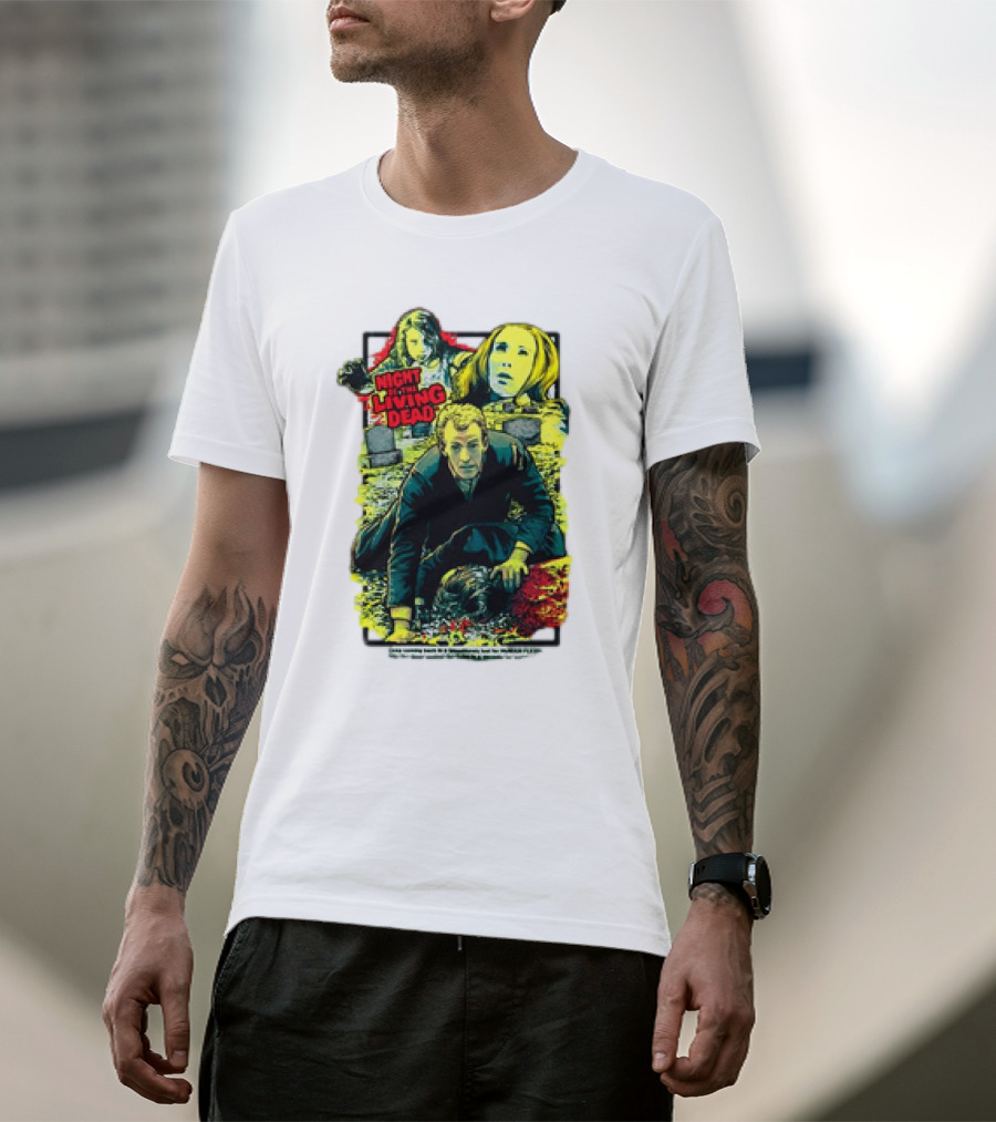 Night Of The Living Dead Classic Horror Scene With Surrounded By Death Faces T-Shirt