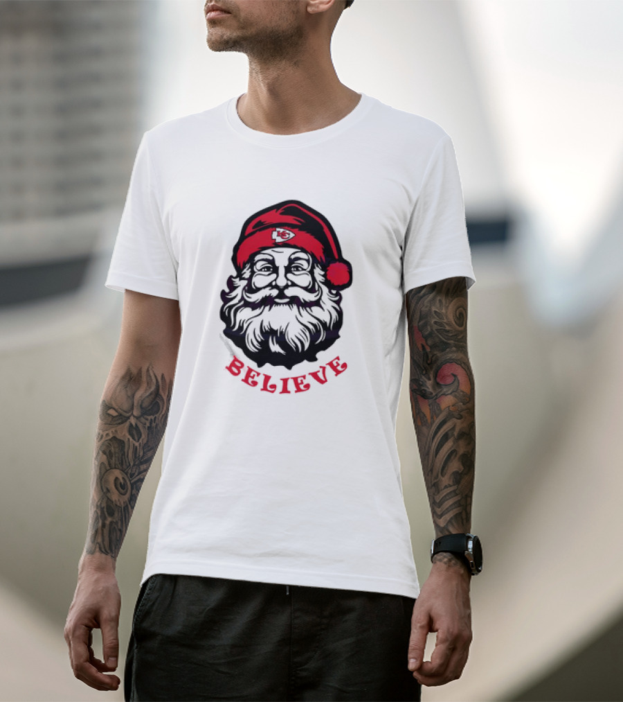 Santa Claus Believe Kansas City Chiefs Christmas T-Shirt