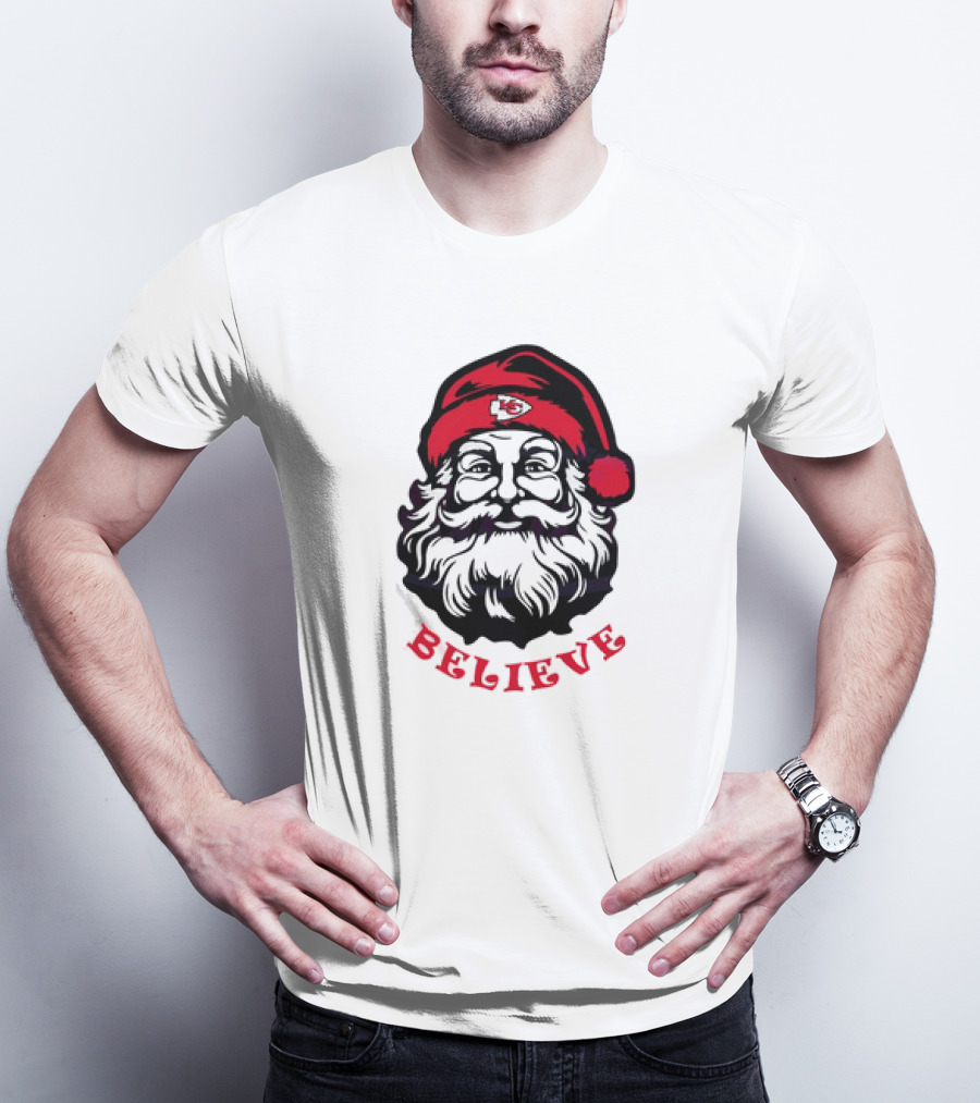 Santa Claus Believe Kansas City Chiefs Christmas T-Shirt
