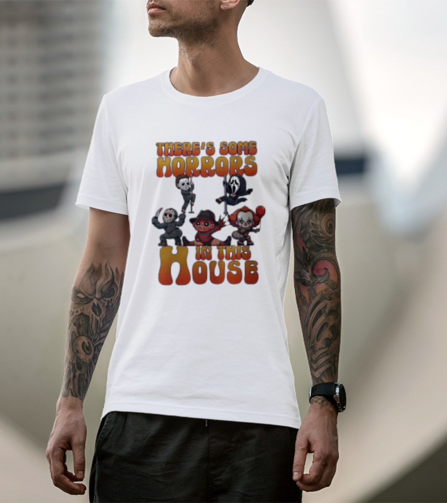 There’s Some Horrors In This House Masked Figures And Balloons T-Shirt