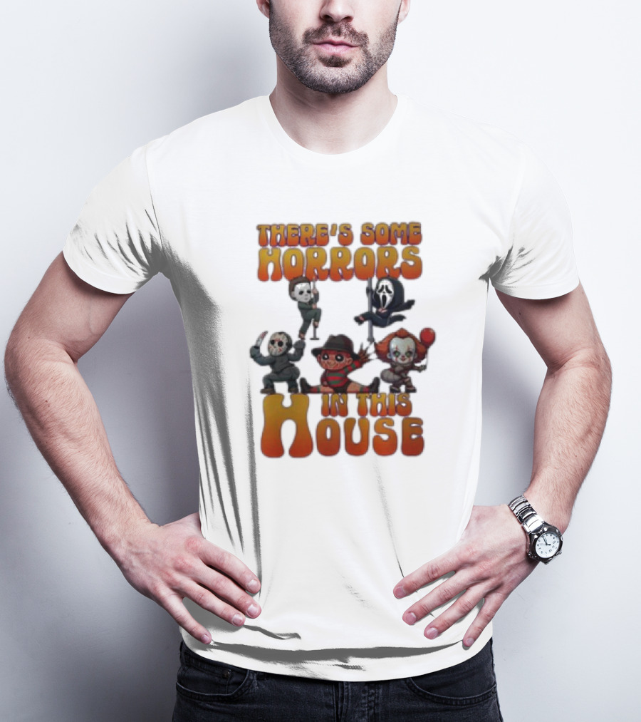 There’s Some Horrors In This House Masked Figures And Balloons T-Shirt