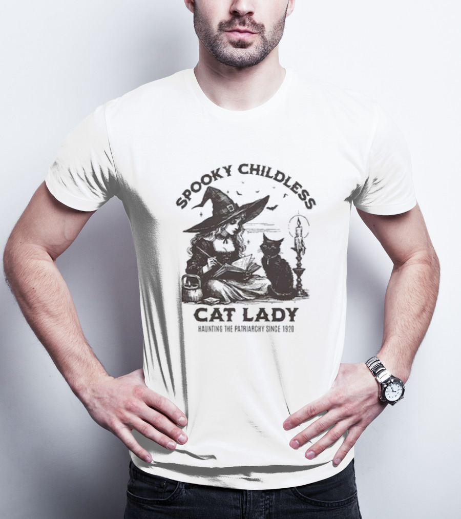 Spooky Childless Cat Lady Witch Haunting The Patriarchy Since 1920 T-Shirt