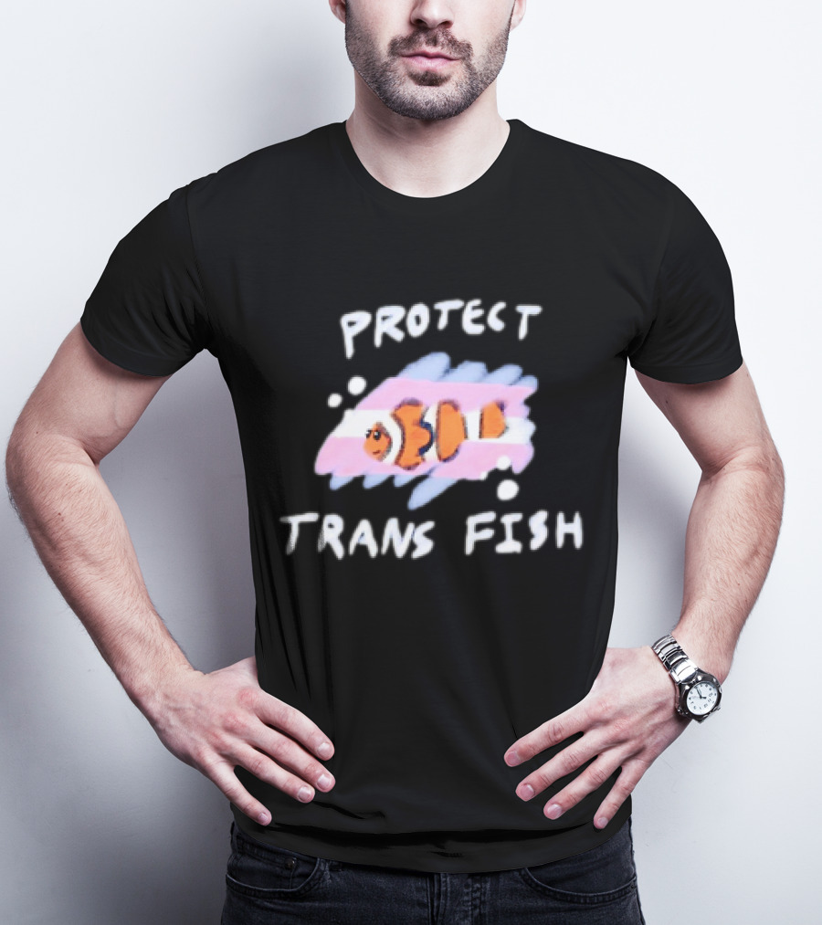 Protect Trans Fish Clownfish With Transgender Flag Colors T-Shirt