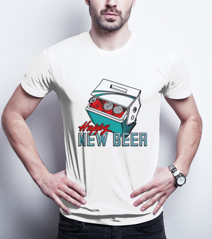 Happy New Beer Cooler With Cans T-Shirt