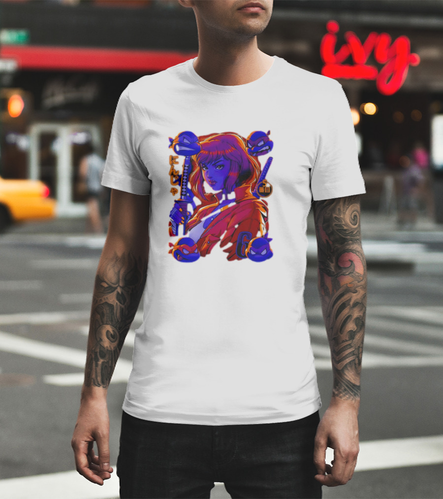 Ninja April O’Neil With Leonardo Raphael Donatello Michelangelo T-Shirt