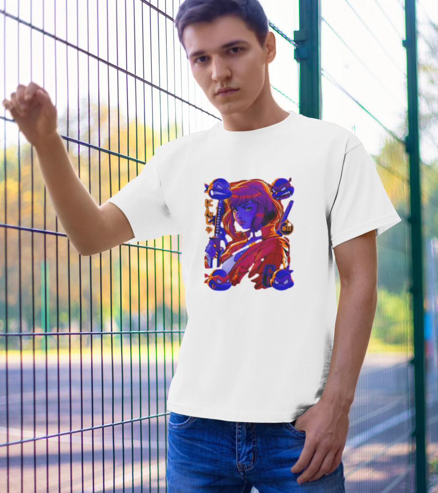Ninja April O’Neil With Leonardo Raphael Donatello Michelangelo T-Shirt