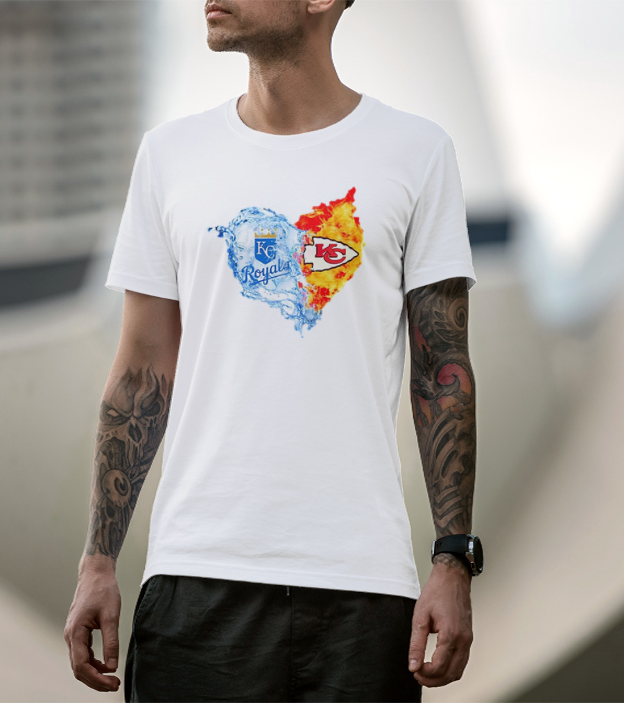 Kansas City Royals KC Chiefs Heart Water Fire T-Shirt