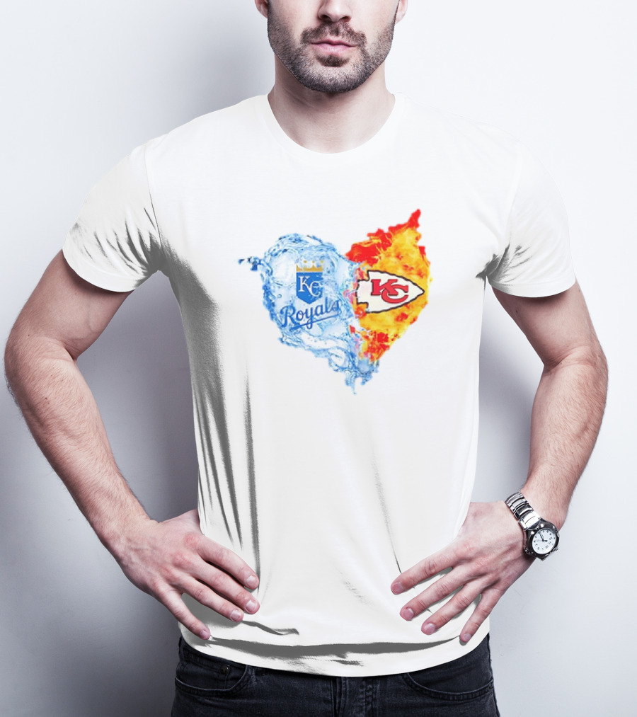 Kansas City Royals KC Chiefs Heart Water Fire T-Shirt