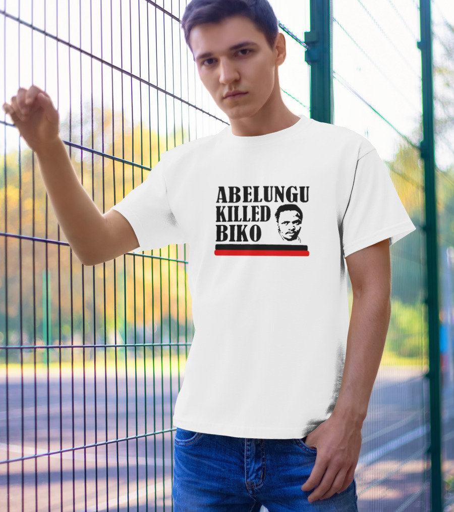 Abelungu Killed Biko Activist Portrait With Black And Red Lines T-Shirt