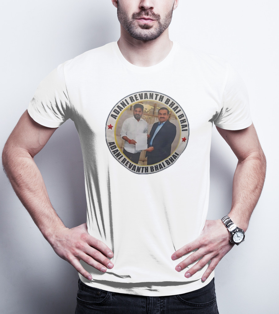 Adani Revanth Bhai Bhai Collaborative Meeting Circle Image T-Shirt