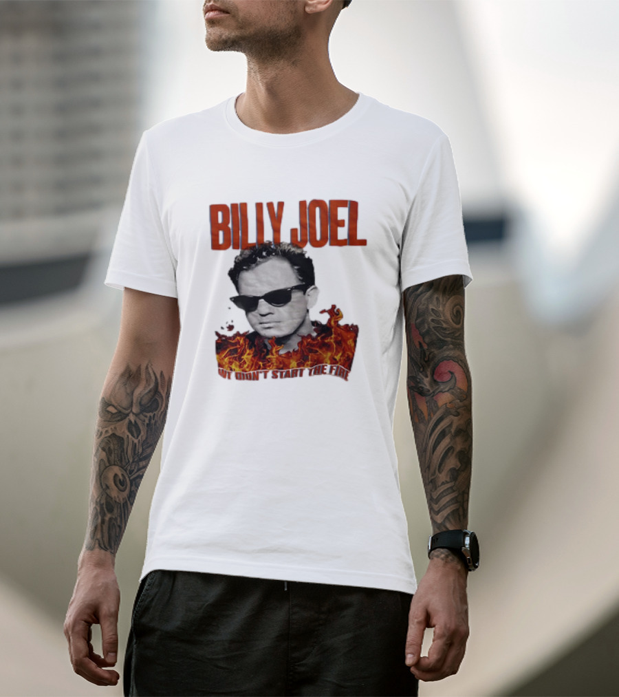 Billy Joel We Didn't Start The Fire Flames And Sunglasses T-Shirt