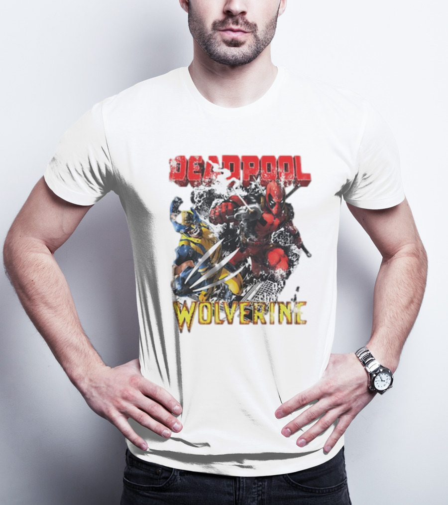 Deadpool Wolverine Cartoon Battle Clash T-Shirt