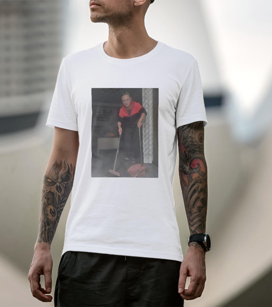 Hygiene Guy Cleaning With Broom And Dustpan Indoors T-Shirt