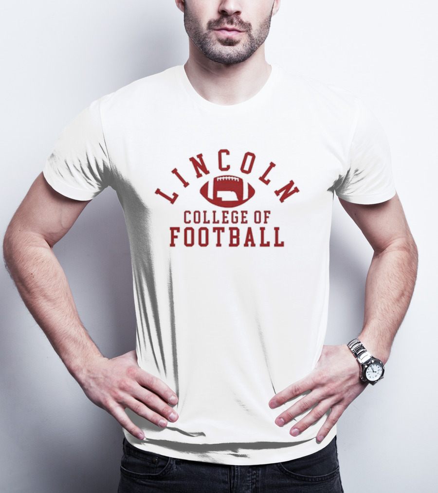 Lincoln College Of Football Emblem With Football T-Shirt