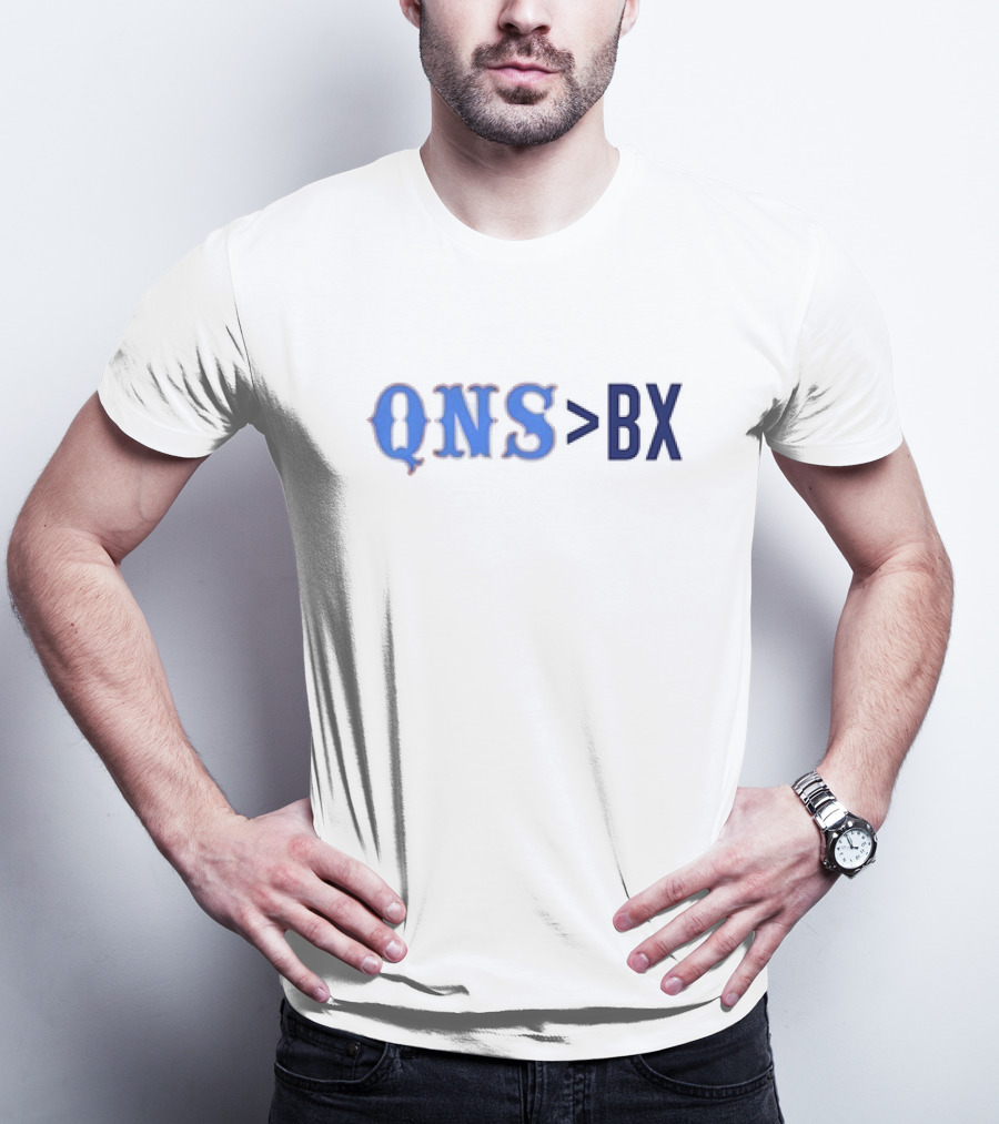 QNS BX Queens Greater Than Bronx Typography T-Shirt