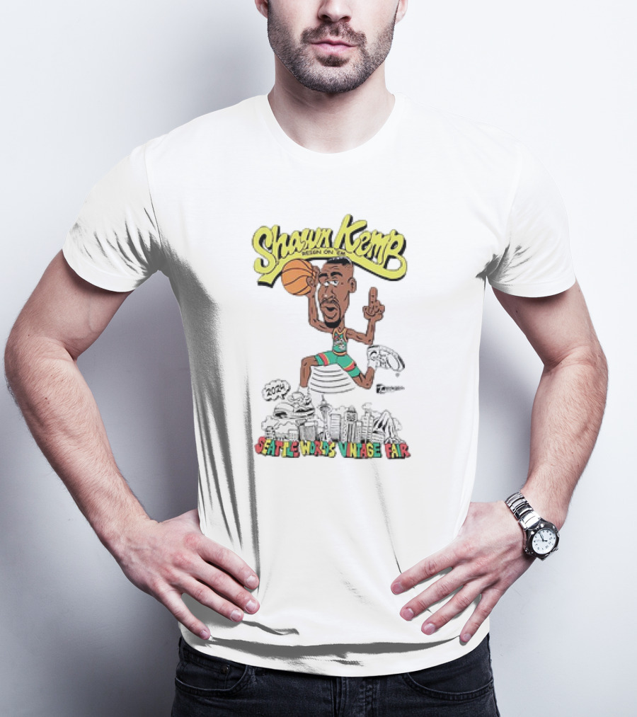 Shawn Kemp Seattle World's Vintage Fair Iconic Basketball T-Shirt
