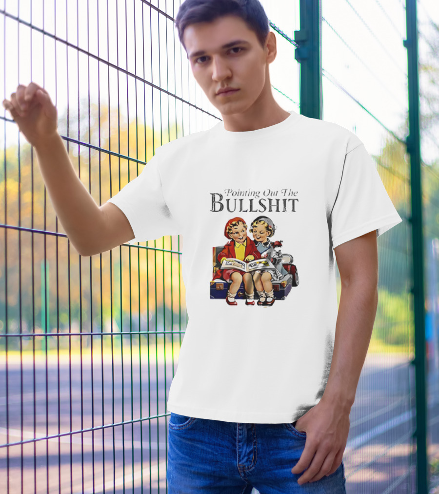 Pointing Out The Bullshit Vintage Comic Style Kids Reading Book T-Shirt