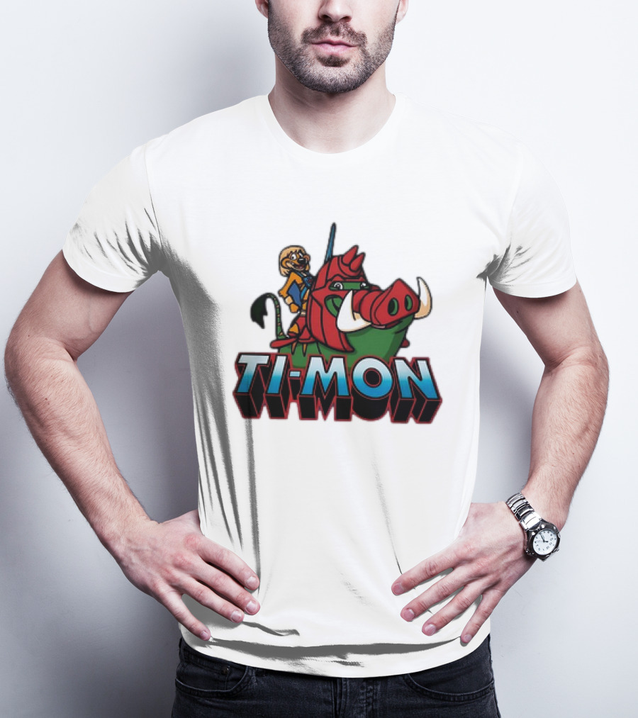 Ti-Mon Timon Riding He-Man Battle Cat Style Pumbaa T-Shirt