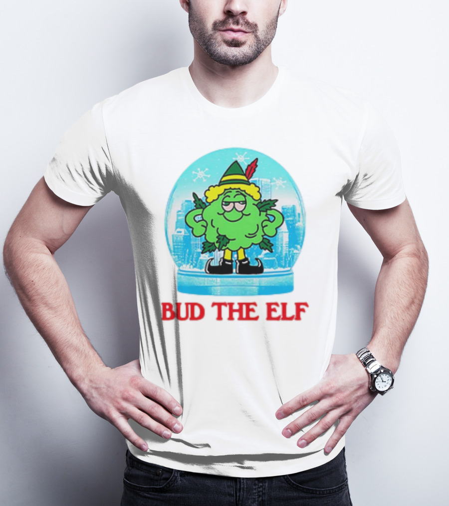Bud The Elf Christmas Snow Globe Scene T-Shirt