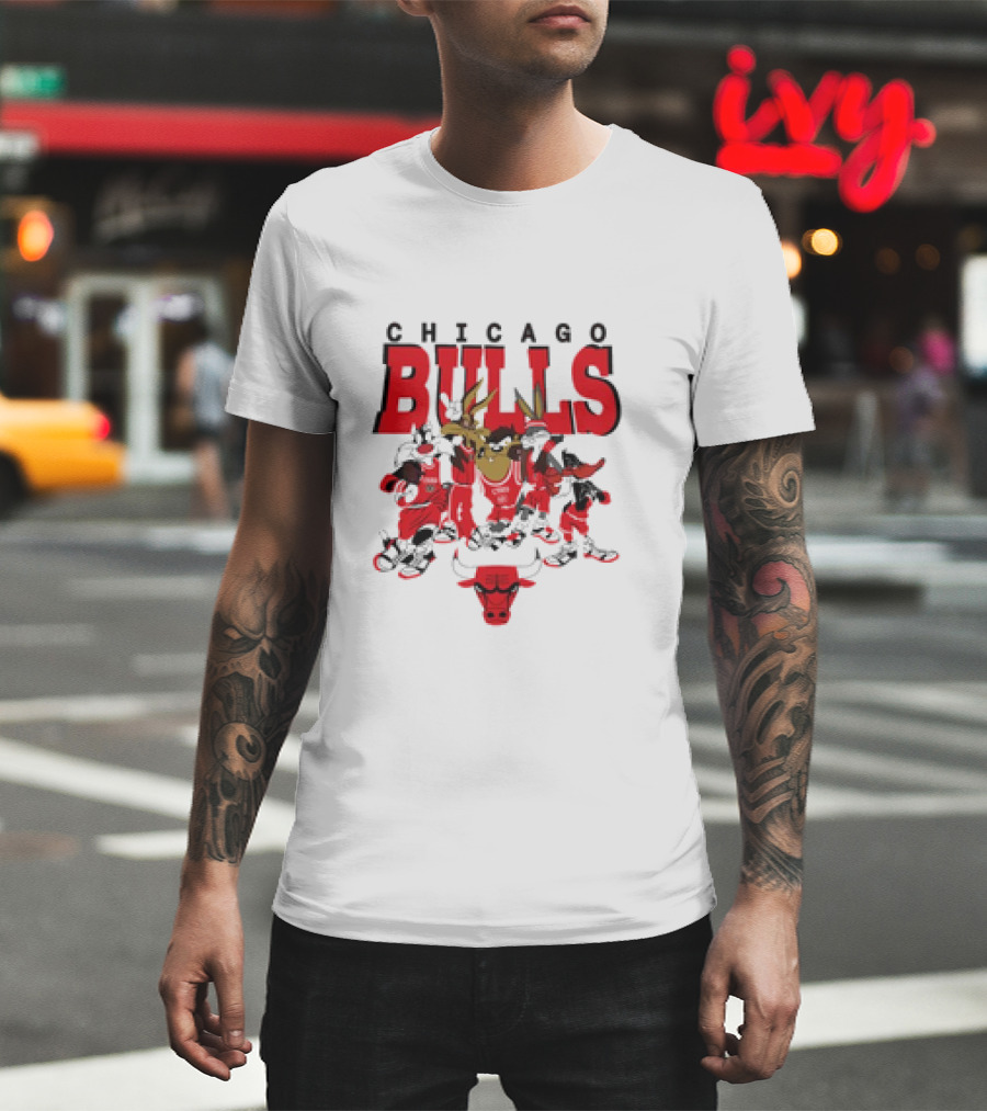 Chicago Bulls Looney Tunes NBA Basketball Cartoon Characters T-Shirt