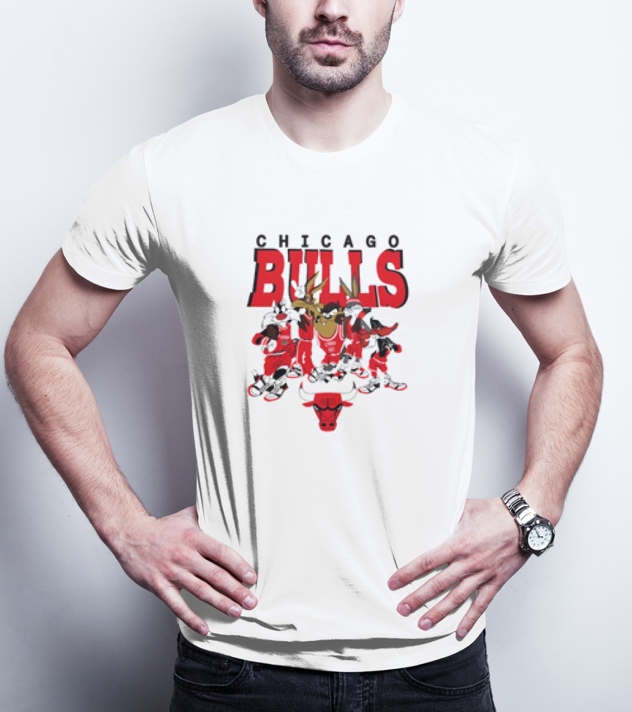 Chicago Bulls Looney Tunes NBA Basketball Cartoon Characters T-Shirt