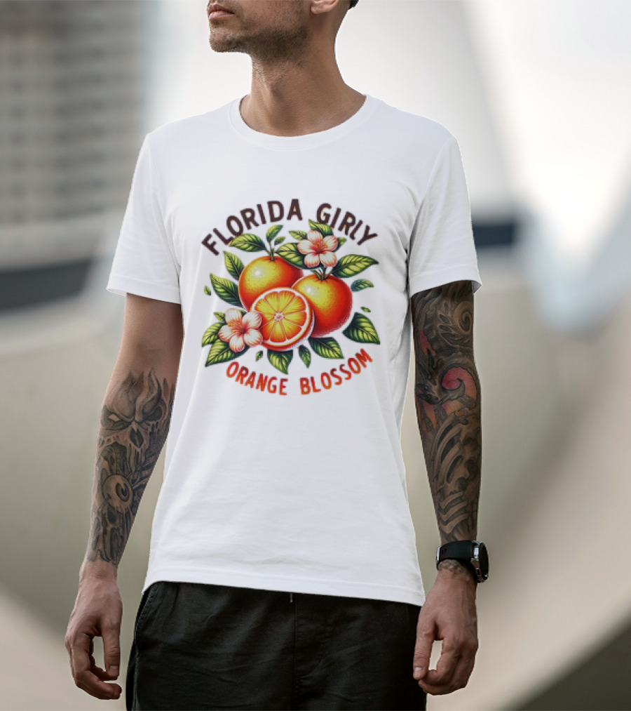 Florida Girly Orange Blossom Vintage Citrus Floral Retro T-Shirt