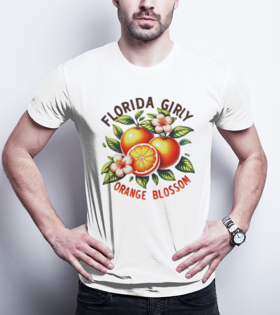Florida Girly Orange Blossom Vintage Citrus Floral Retro T-Shirt