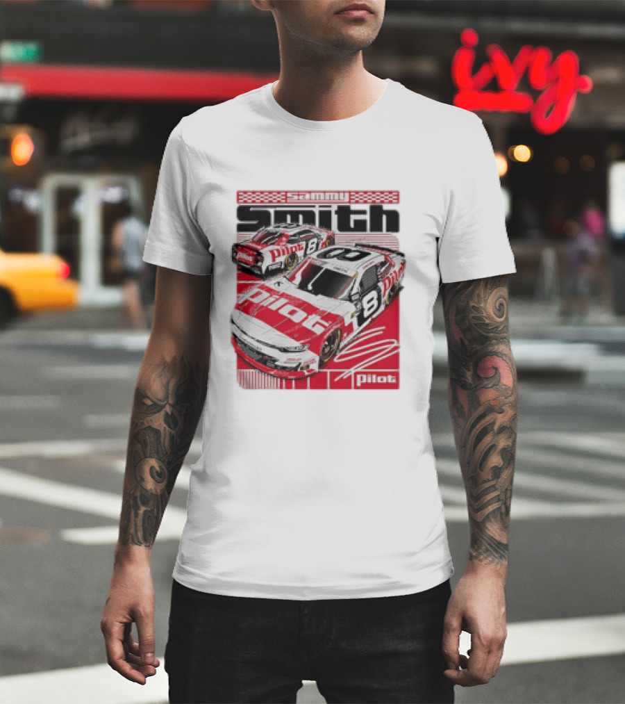 Sammy Smith #8 Pilot Racing Car JR Motorsports Red And White T-Shirt