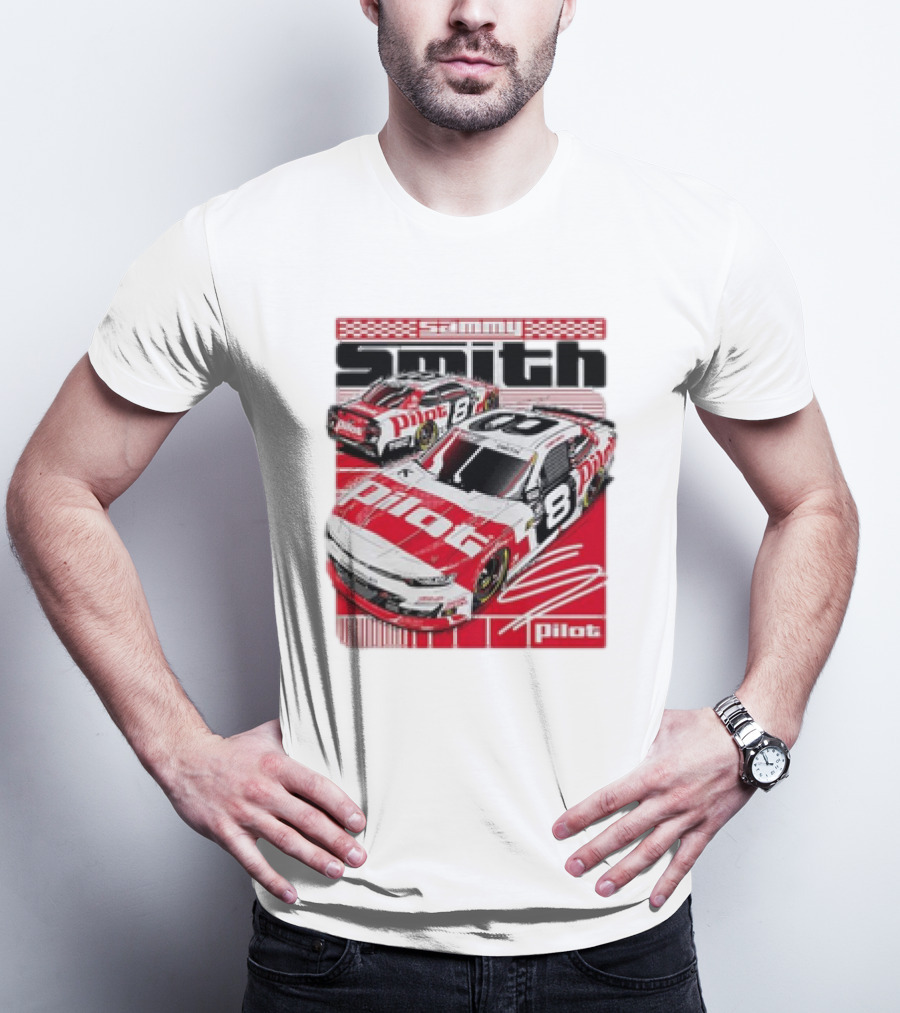 Sammy Smith #8 Pilot Racing Car JR Motorsports Red And White T-Shirt