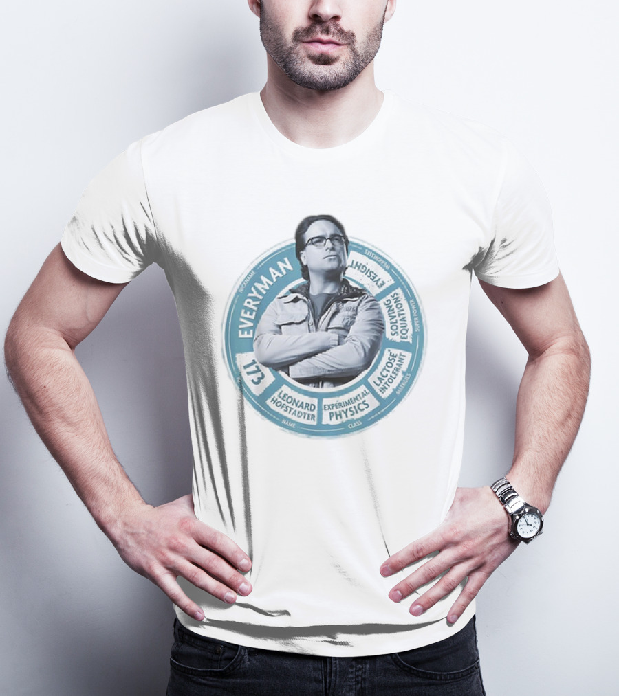 Leonard Hofstadter Everyman 117 Experimental Physics Eye-Sight Solving Equations Lactose Intolerant T-Shirt