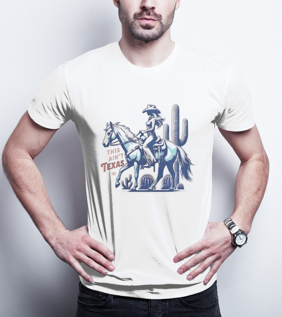 This Ain’t Texas Cowgirl Horse Cactus Retro Western T-Shirt