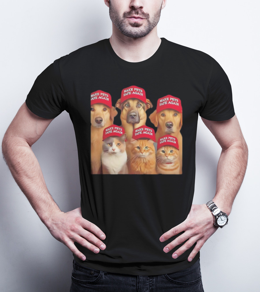 Make Pets Safe Again Red Hat Dogs And Cats T-Shirt